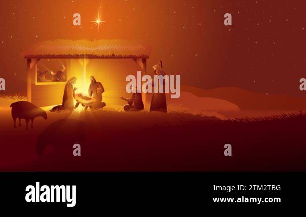 Biblical motion graphics series, nativity scene of The Holy Family in ...