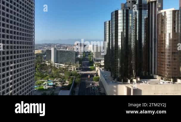 Freeway street with car in Los Angeles, traffic in big city LA. Aerial ...