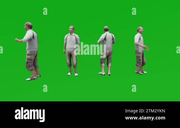 3d america man walk and talk green screen chroma key 4k render ...