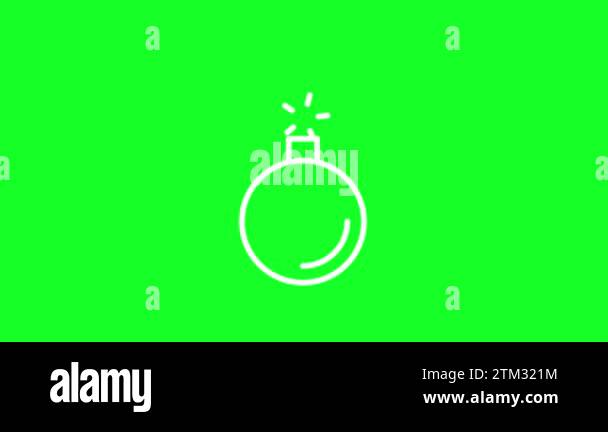 Animated bomb white line icon. Explosive weapon. Dangerous explosion. Loop HD video with chroma ...