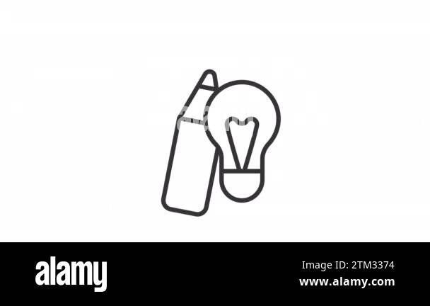 Animated inspiration linear icon. Creative solution and idea. Artistic ...