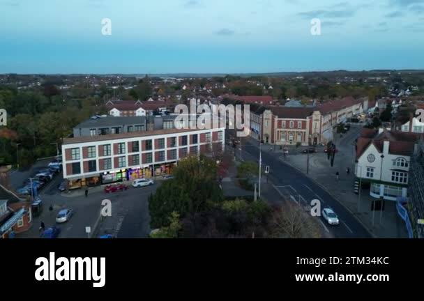 Most Beautiful High Angle Footage of Illuminated Letchworth Garden City ...