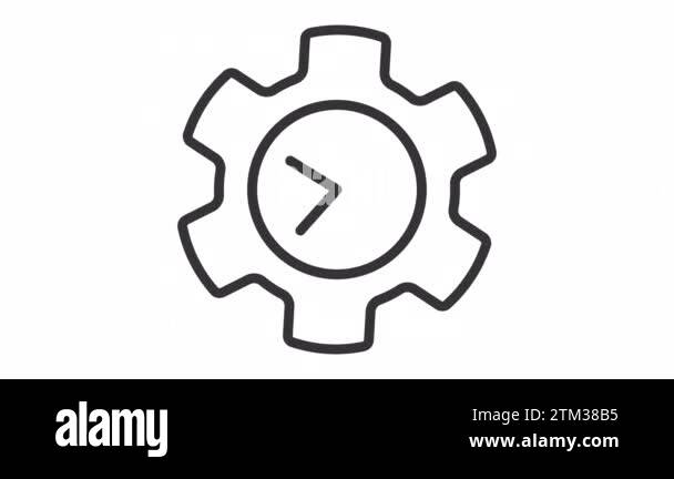 Animated manage time linear icon. Planning and organization. Loader. Clock and gear. Seamless ...