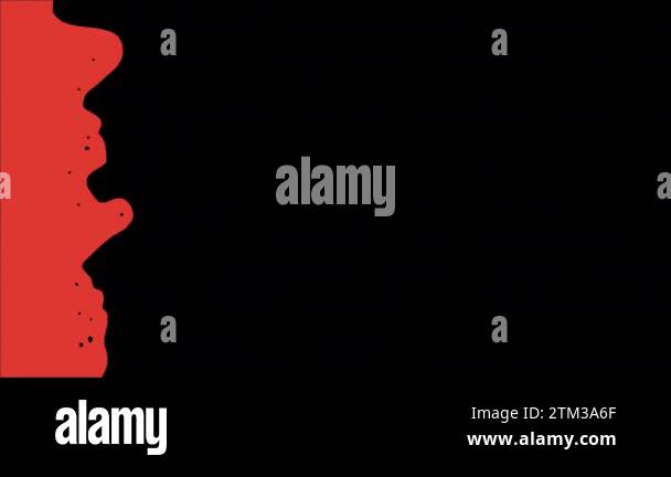 Blood splash with wave transition video on black screen. Horror effect ...