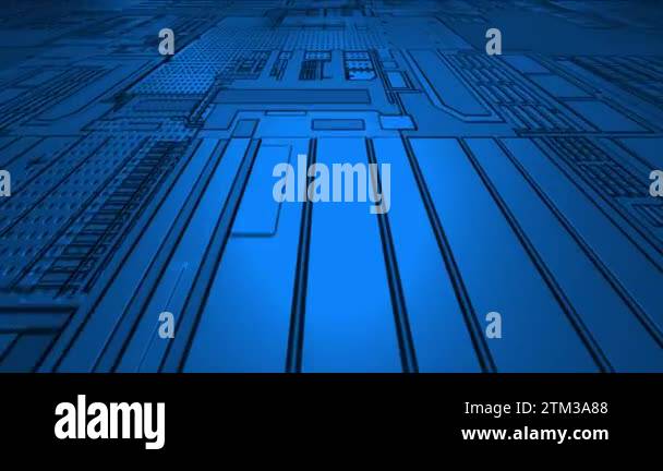 Animated Royal blue computer chipset pattern 3d futuristic technology ...
