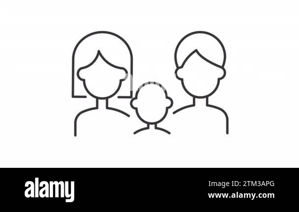Animated family linear icon. Parents and child. Loving people. Caring ...