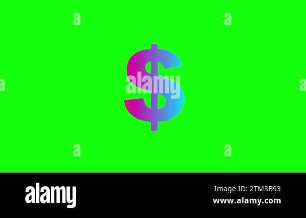 Animated pink blue icon of dollar. Radiance from rays around symbol ...