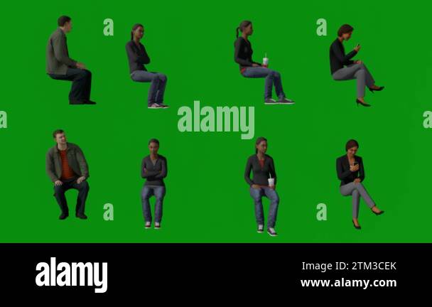 3D four different Indian employee women green screen background talking ...