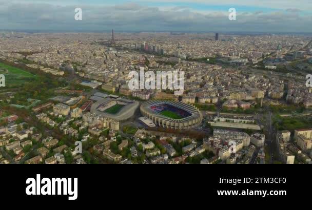 Aerial View of Le Parc des Princes stadium for soccer team Paris Saint ...