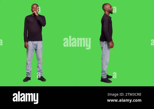 Young adult feeling tired and yawning on camera, falling asleep ...