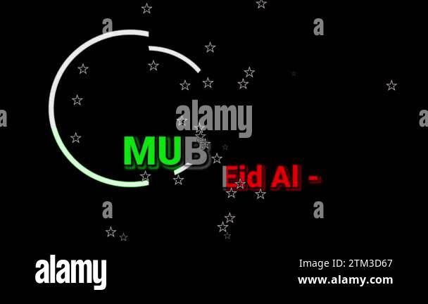Colorful gradient Animated letter word Eid al Fitr Mubarak with Islamic ...