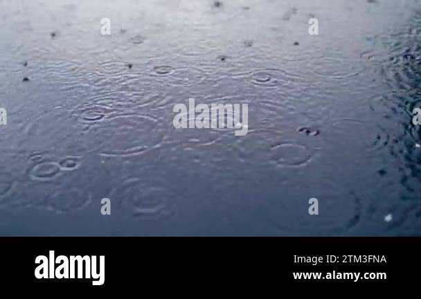 Water drops on river surface. Ripples from rain droplets falling on water surface Stock Video ...