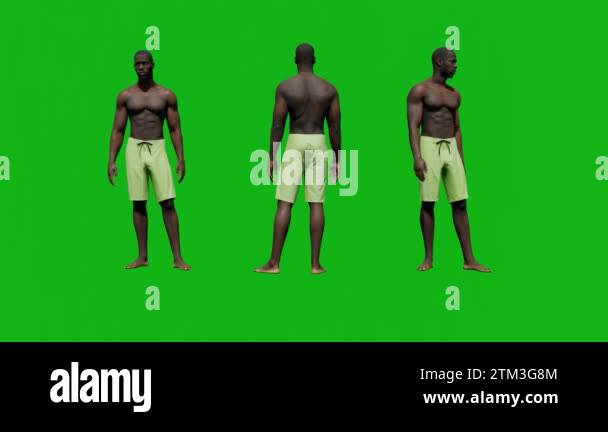 3d man walk green screen chroma key background 3d render animation fu ...