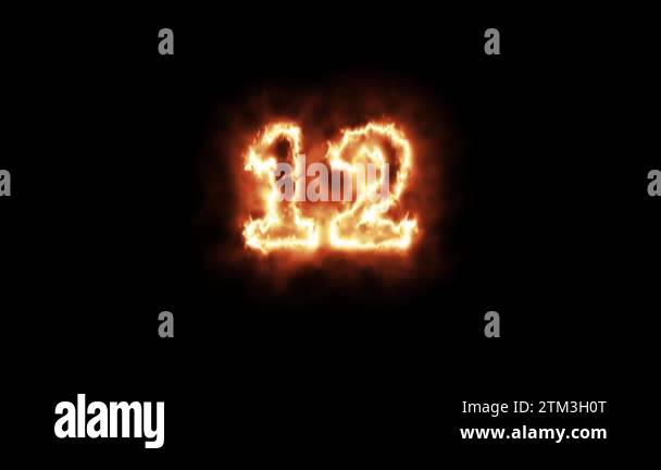 Animation fire red color Number 12.on Black Background Stock Video ...