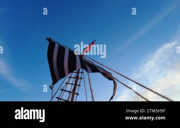 mast sailing ancient viking ship goes downwind close up Stock Video ...