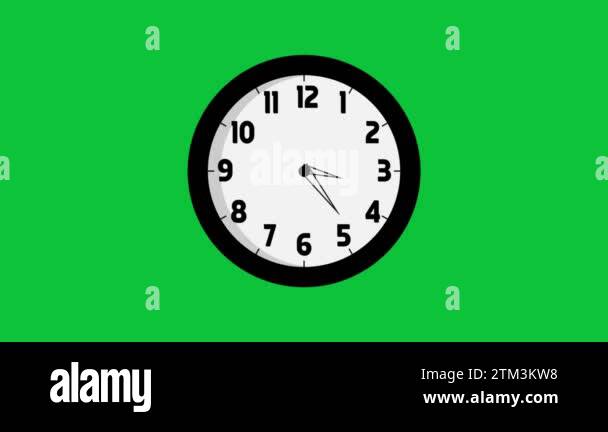 Animated Time Clock Moving on Green Screen. Clock changes - 4k footage ...