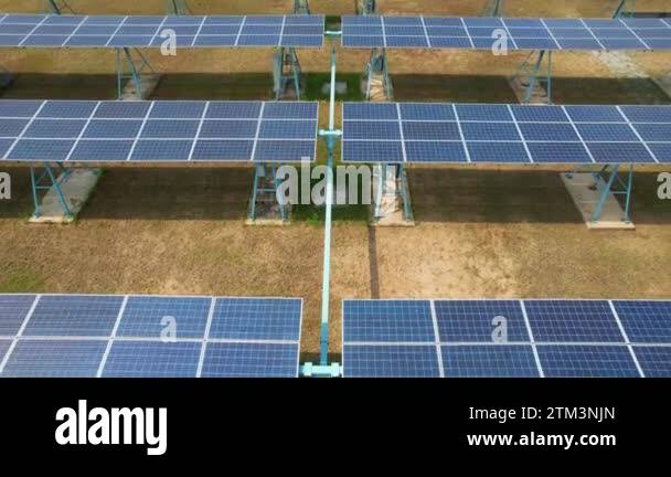 Solar panels in solar power station at solar cell farm, Green energy ...