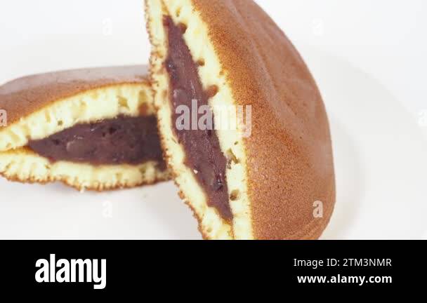 Dorayaki cross section Japanese traditional sweets Stock Video Footage ...