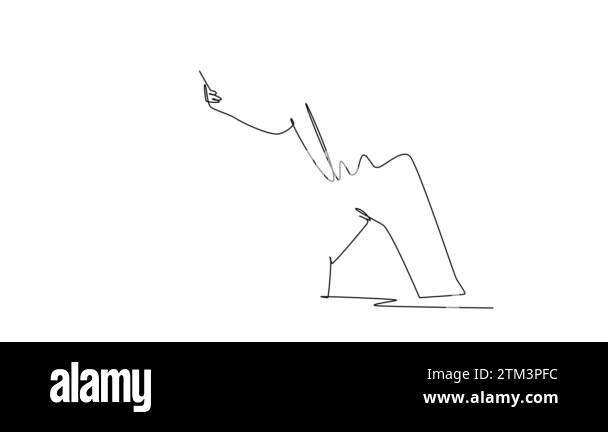 Self drawing animation of single line draw young rage manager screaming ...