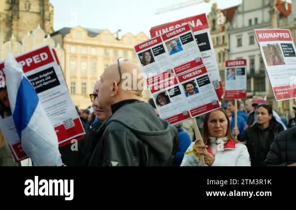 Demonstration Israel woman activist against kidnapping people by Hamas ...