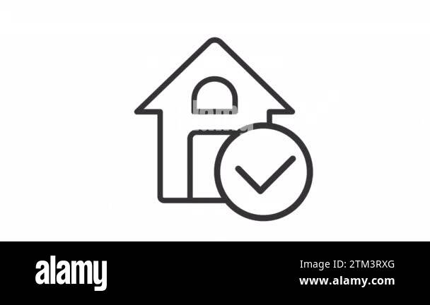Animated home inspection linear icon. Property verification. House and ...