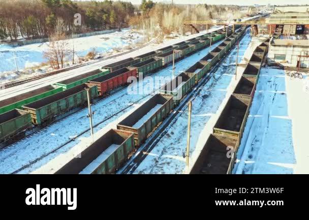 Train freight transportation platform. Cargo train platform with ...