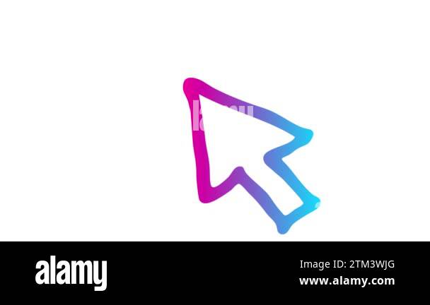 Animated pink blue symbol of mouse cursor. Arrow with rays clicks. Icon ...