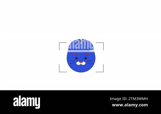 Cat image AI recognition animation. Animated feline 2D cartoon flat ...