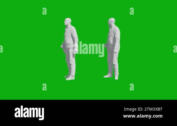 3d student man green screen standing looking around with two different ...