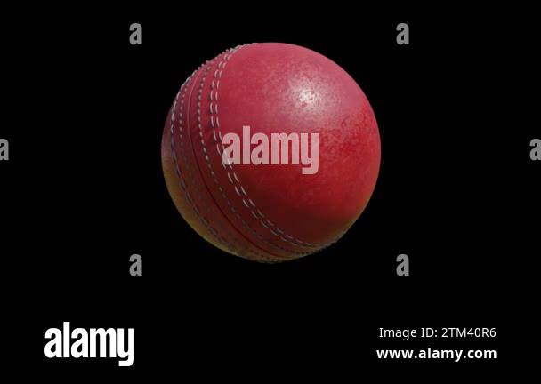 Realistic 4K 3D cricket ball spin loop animation in black, green screen ...