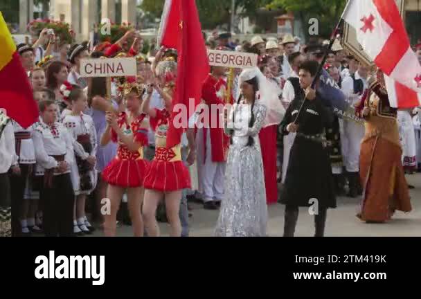 Traditional costumes parade at the International Folklore Festival ...