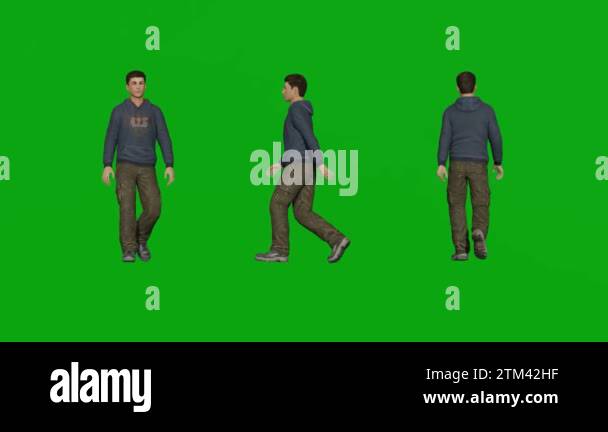 3d man walk green screen people 3d render animation full hd 1080 Stock ...