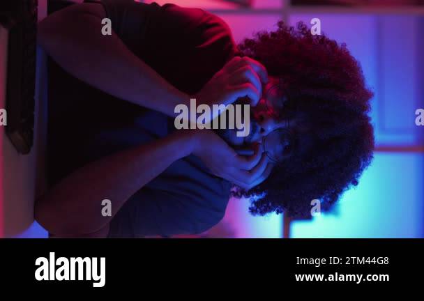 Vertical video. Strange situation. Puzzled man. Meme boring silly guy ...