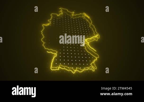 Neon Yellow Germany Map Borders Outline Loop Background. Neon Yellow ...