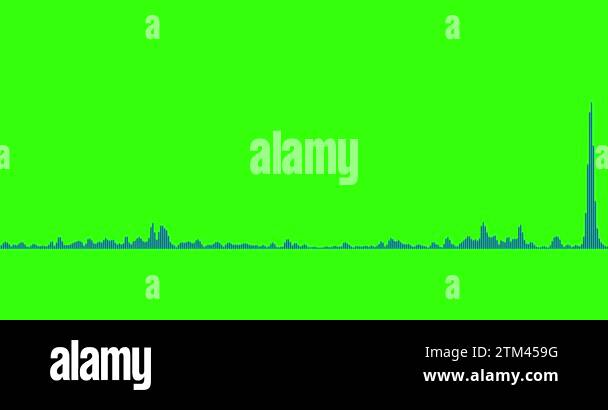 blue digital equalizer audio spectrum sound waves on chroma key green ...