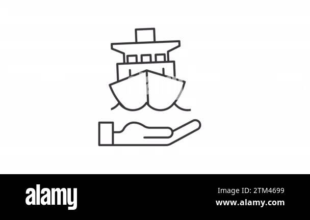 Animated marine trip linear icon. Voyage and cruise. Transportation by ...