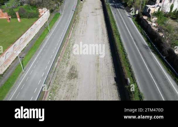 Italy , Milan 2023 - Drone aerial view of drought and aridity in ...