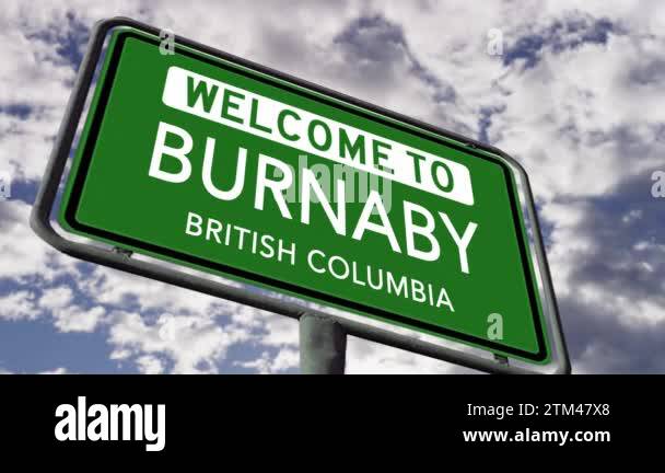 Welcome to Burnaby, British Columbia. Canadian City Road Sign ...