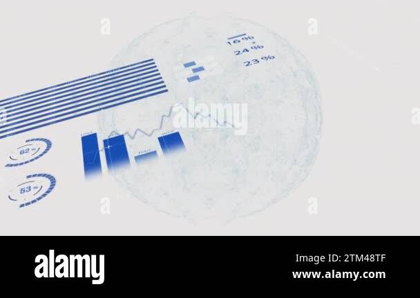 Animation of infographic interface over globe against abstract ...