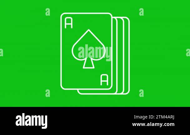 Animated card deck white line icon. Playing cards move. Ace of spades ...