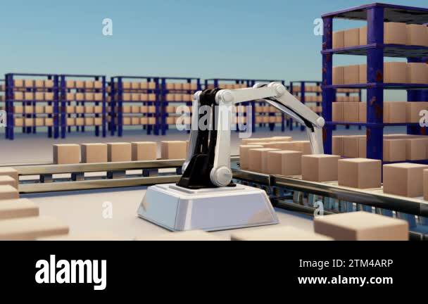 Arm Robot AI manufacture Box product Object for manufacturing industry technology Product export ...