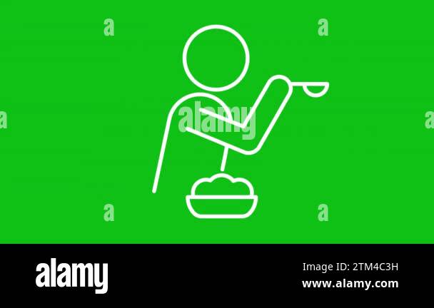 Spoon feeding white linear animation. Mother giving food. Nurturing ...