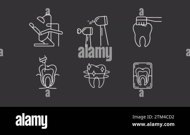 Animated equipment white line icons. Dental clinic service. Dentistry ...