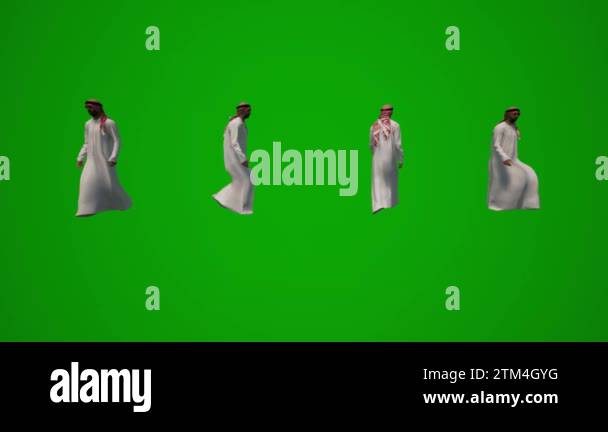 3D several different American Muslims green screen background talking ...