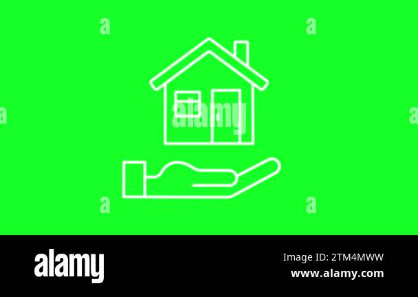 Animated home rent white line icon. Homeowner. Property purchase. Loop ...