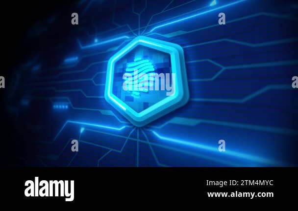 Technology secure fingerprint background. Digital security light speed ...