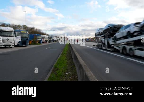Medenbach, Germany - November 20, 2023: Trucks on German rest area ...