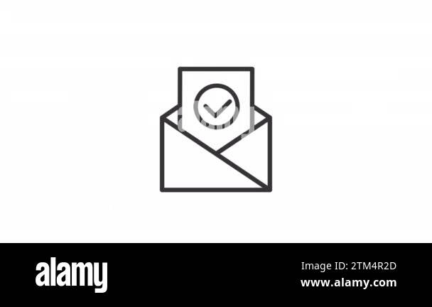 Animated approval letter linear icon. Receive verification paper ...