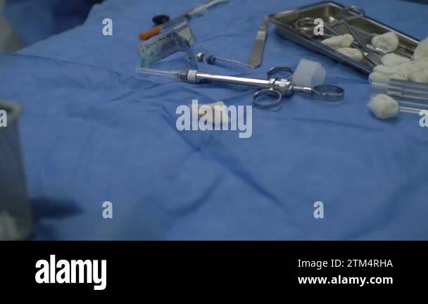 Surgical dental instruments table during operation remove wisdom teeth ...