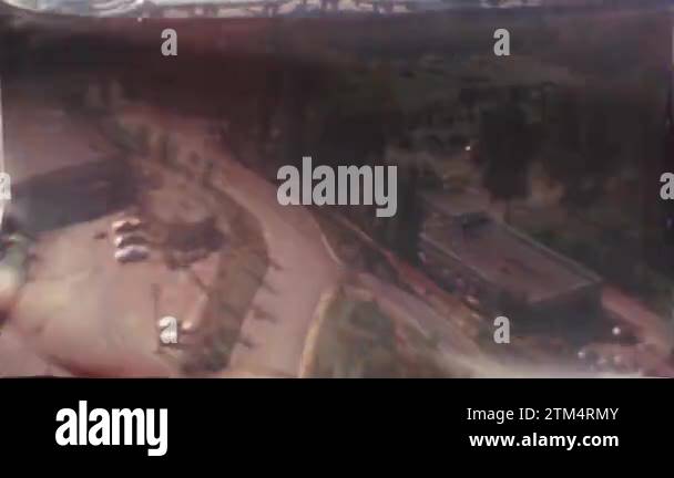 Panorama of the city of Toronto Canada from inside the lift going up to ...